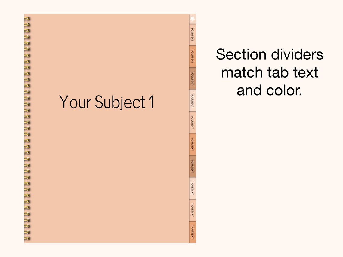 Custom-built Digital Notebook 10 Subjects Choose Tab Text - Etsy