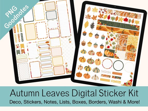 Digital Sticker Kit: Autumn Leaves Goodnotes PNG Files - Etsy