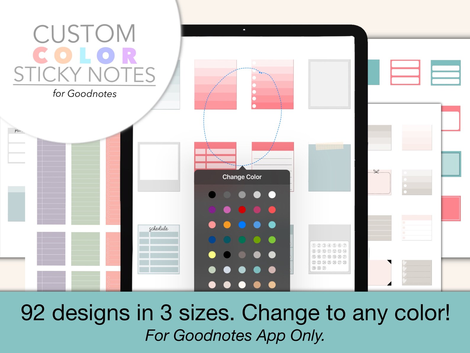 Color Changing Goodnotes Sticky Notes Elements Widgets for - Etsy