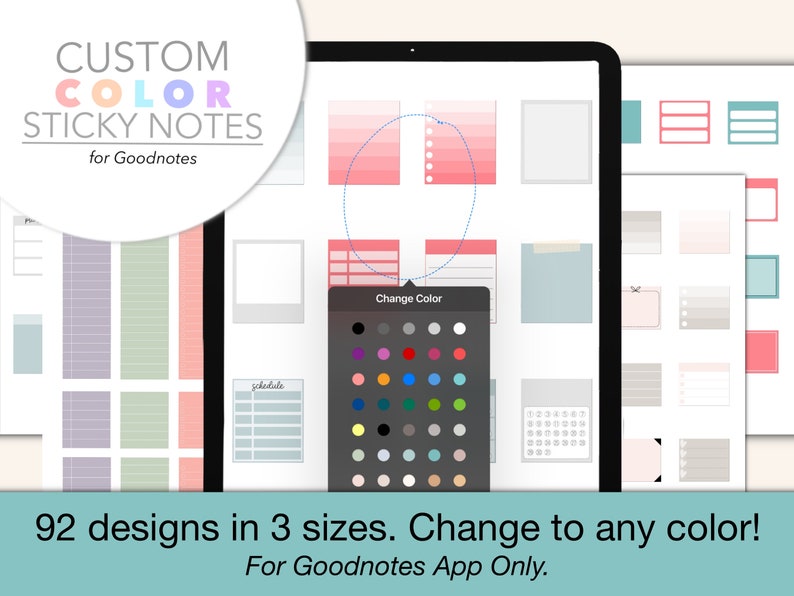 Color Changing Goodnotes Sticky Notes Elements Widgets for - Etsy