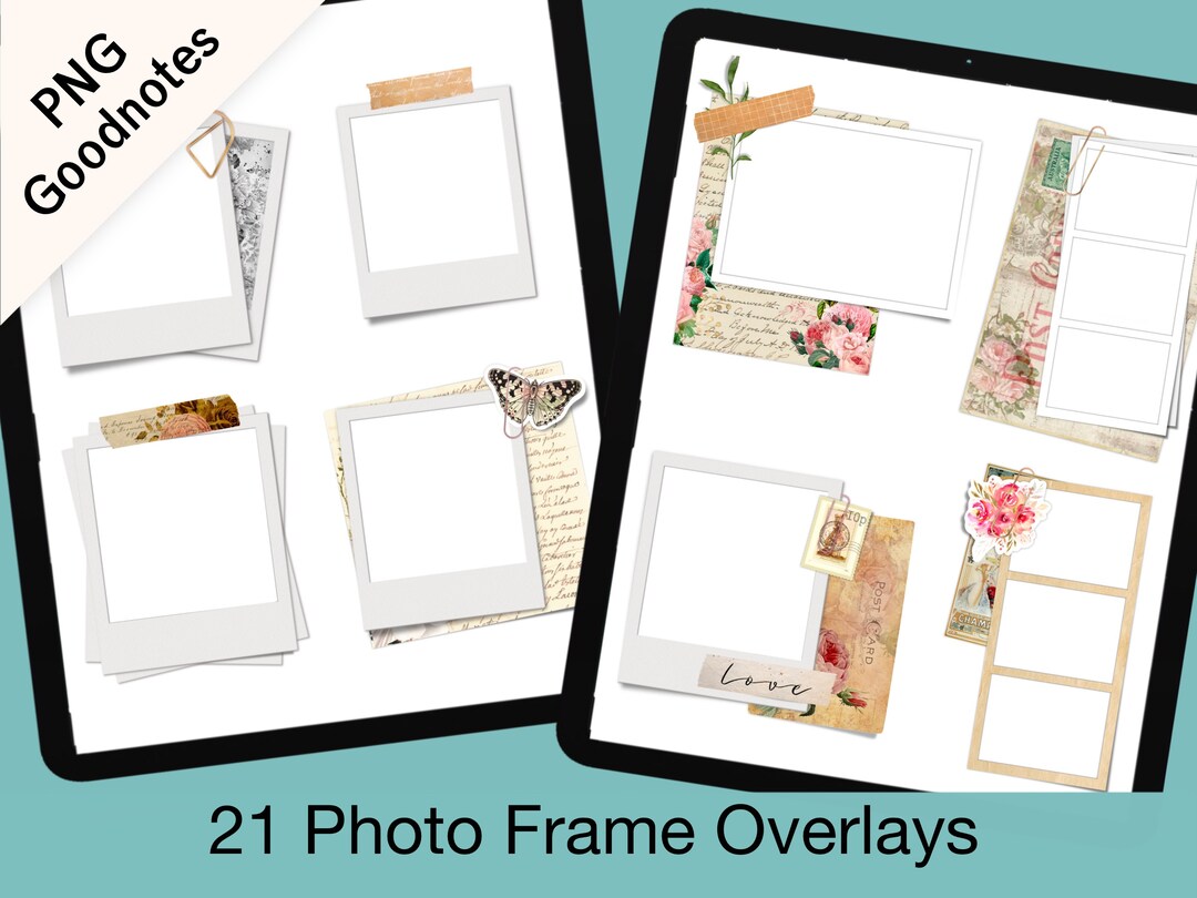 Digital Photo Frame Overlay Stickers - 21 Realistic Layered Frames With ...