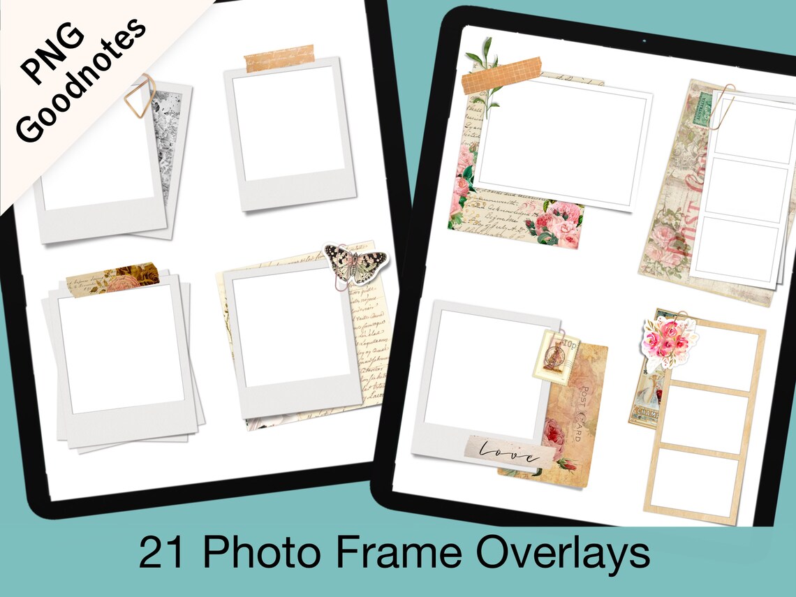 Digital Photo Frame Overlay Stickers 21 Realistic Layered - Etsy