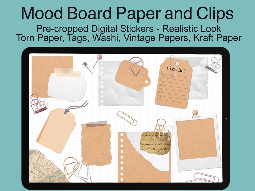Ripped Torn Paper Digital Stickers Kraft Paper, Paper Clips, Vintage ...