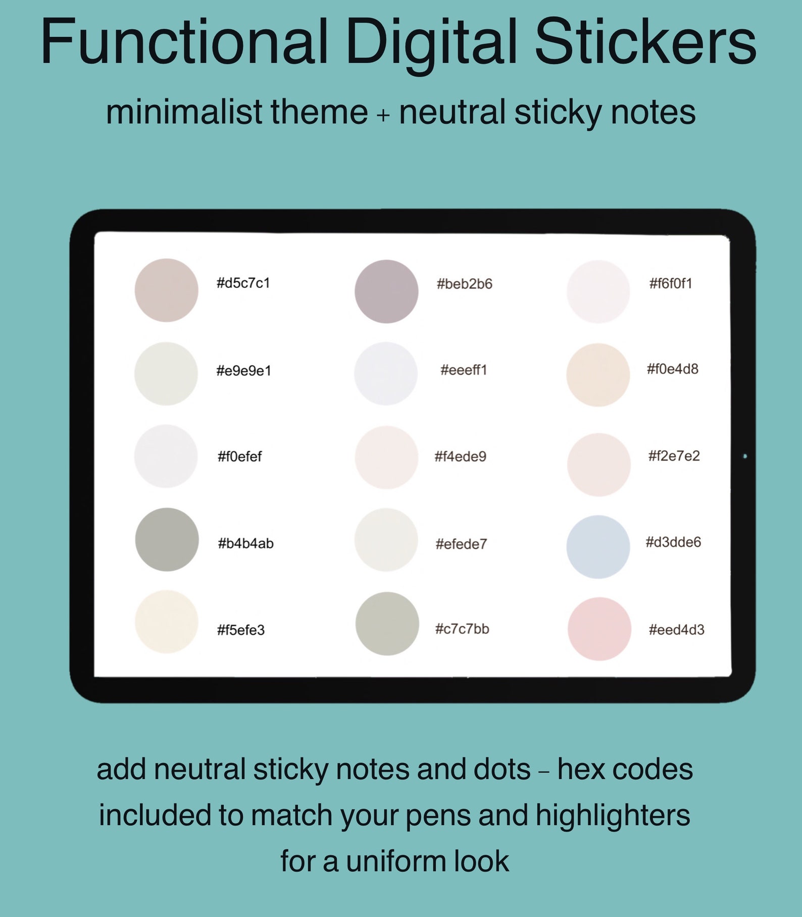 Functional Digital Stickers Minimalist Design and Neutral - Etsy
