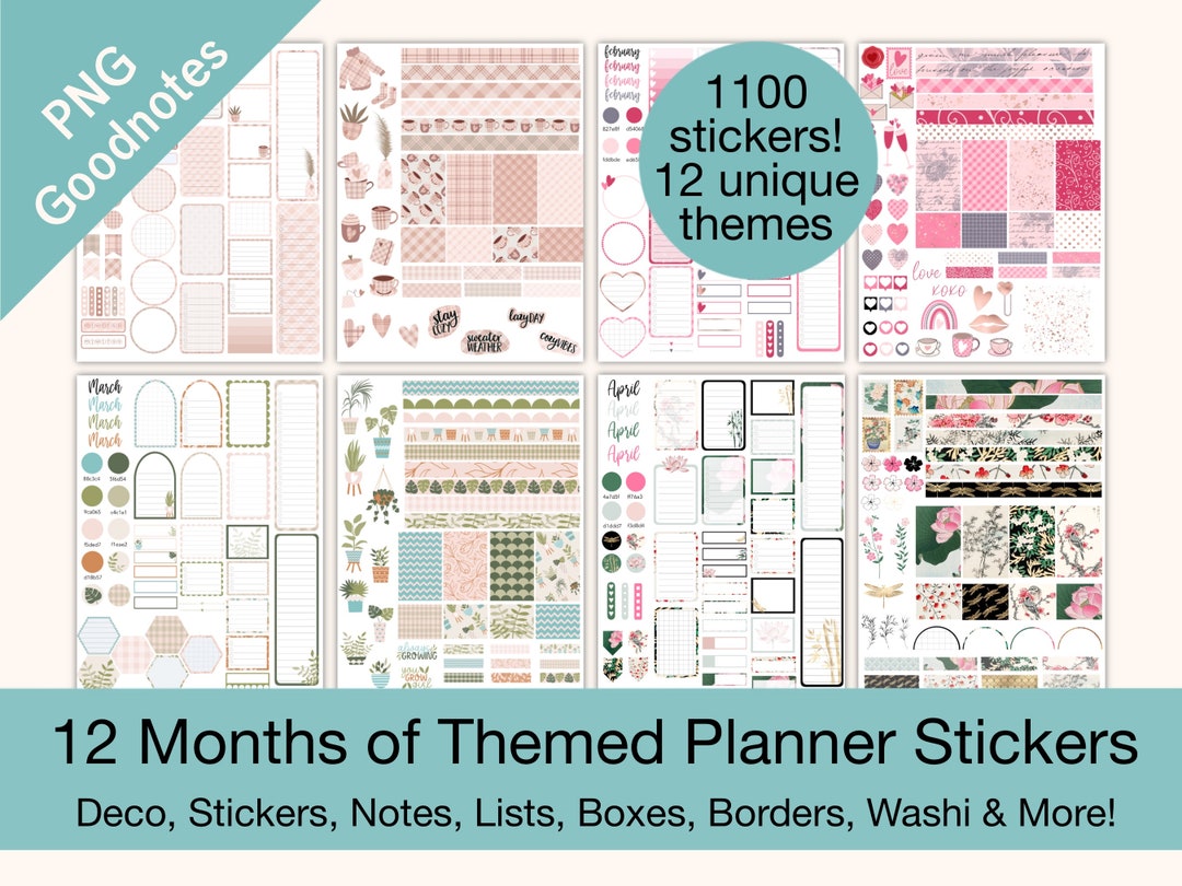 Huge Digital Planner Sticker Bundle: 12 Unique Monthly Themes - Deco ...