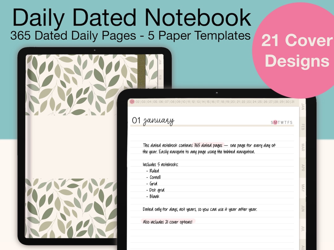 Dated Digital Notebook or Journal - 365 Linked Dated Pages - Ipad ...