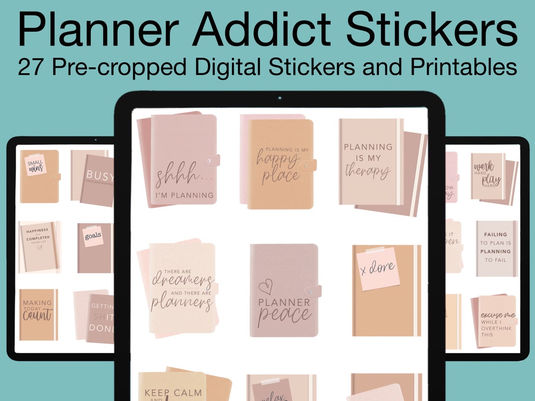 Planner Addict Stickers Pre-cropped Digital Stickers and Printables for ...