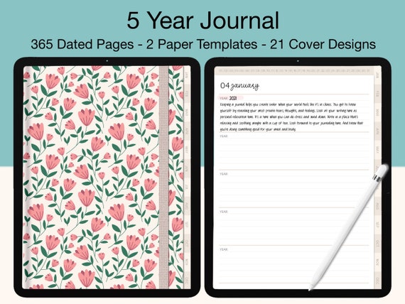 5 Year Digital Journal 365 Linked Dated Pages Ipad | Etsy