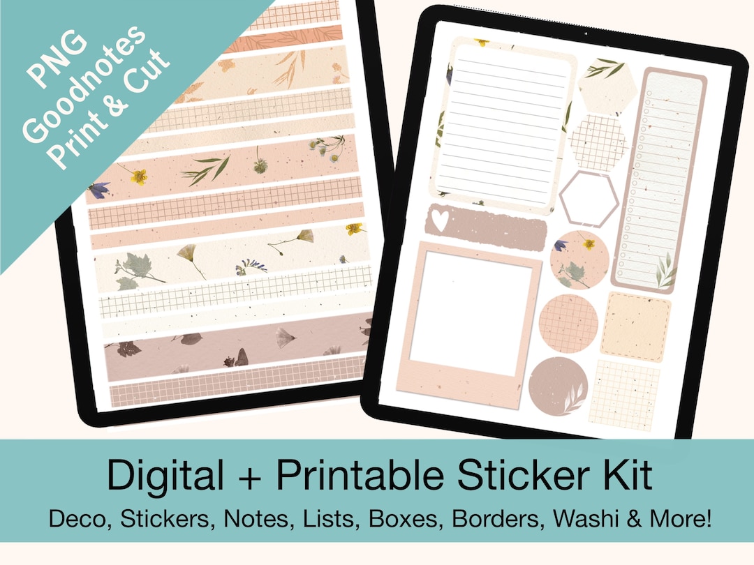 Planner Sticker Kit: Neutral Textures | Goodnotes, PNG Files, Cricut ...