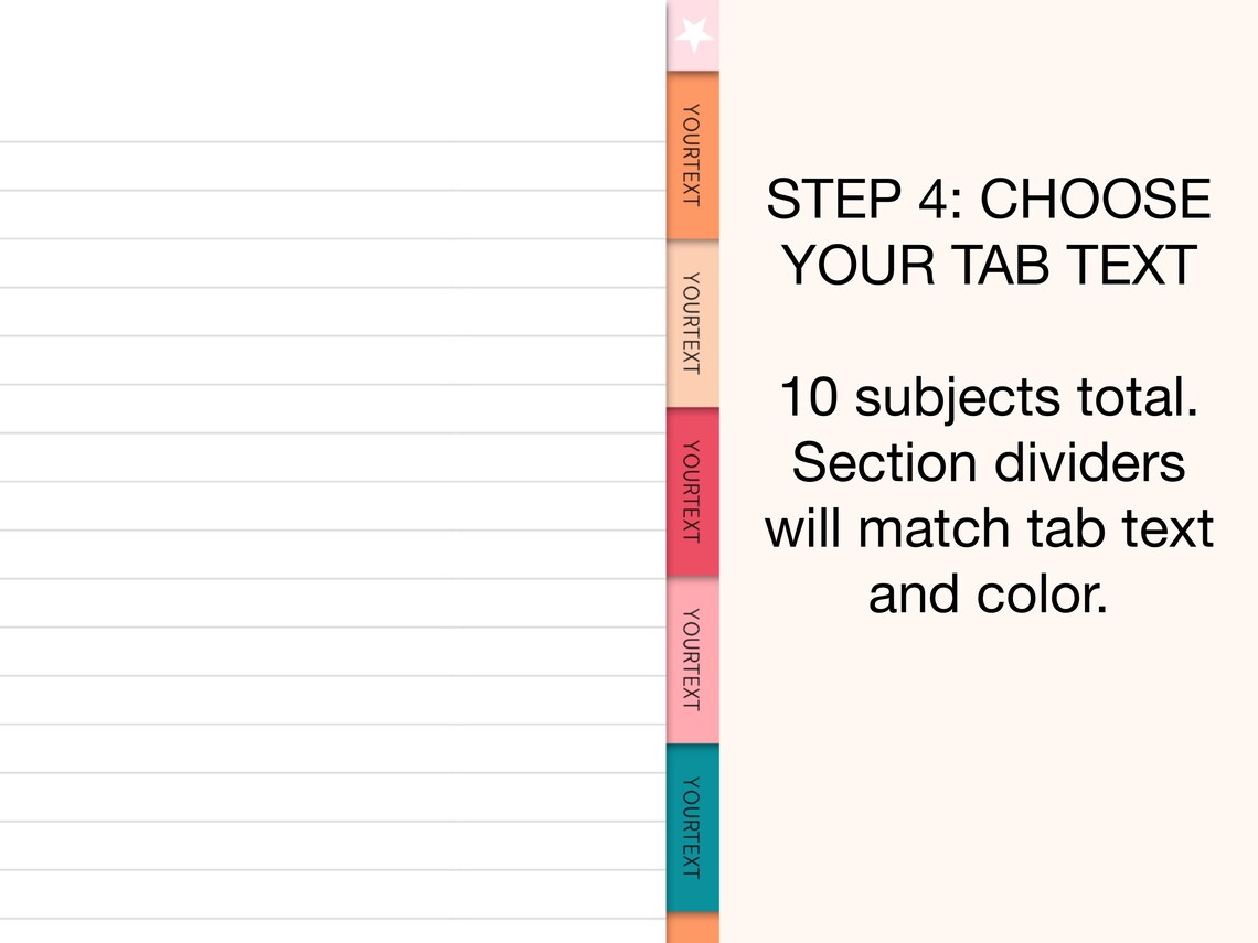 Custom-built Digital Notebook 10 Subjects Choose Tab Text - Etsy