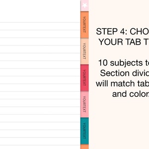 Custom-built Digital Notebook 10 Subjects Choose Tab Text and Colors ...