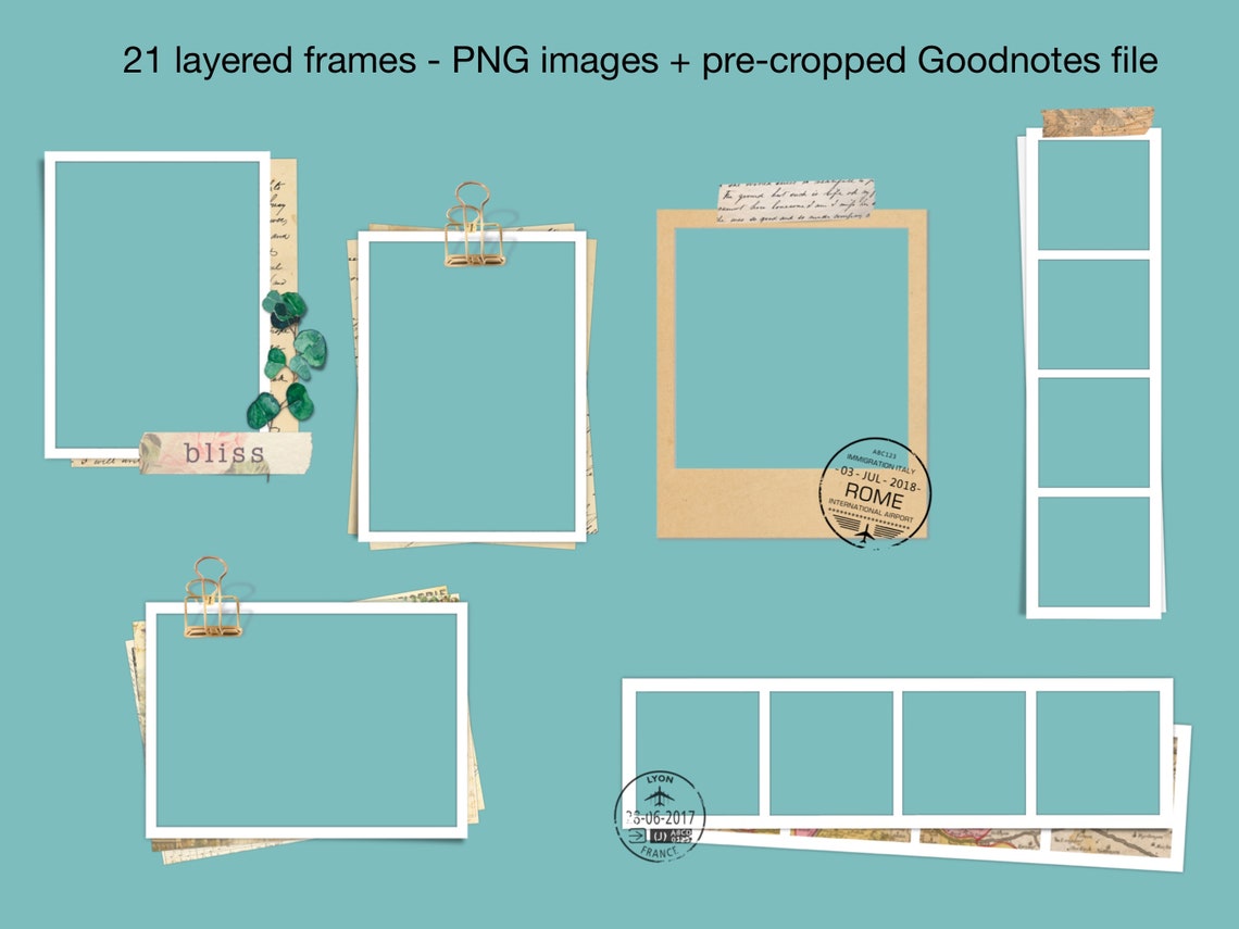 Digital Photo Frame Overlay Stickers 21 Realistic Layered - Etsy
