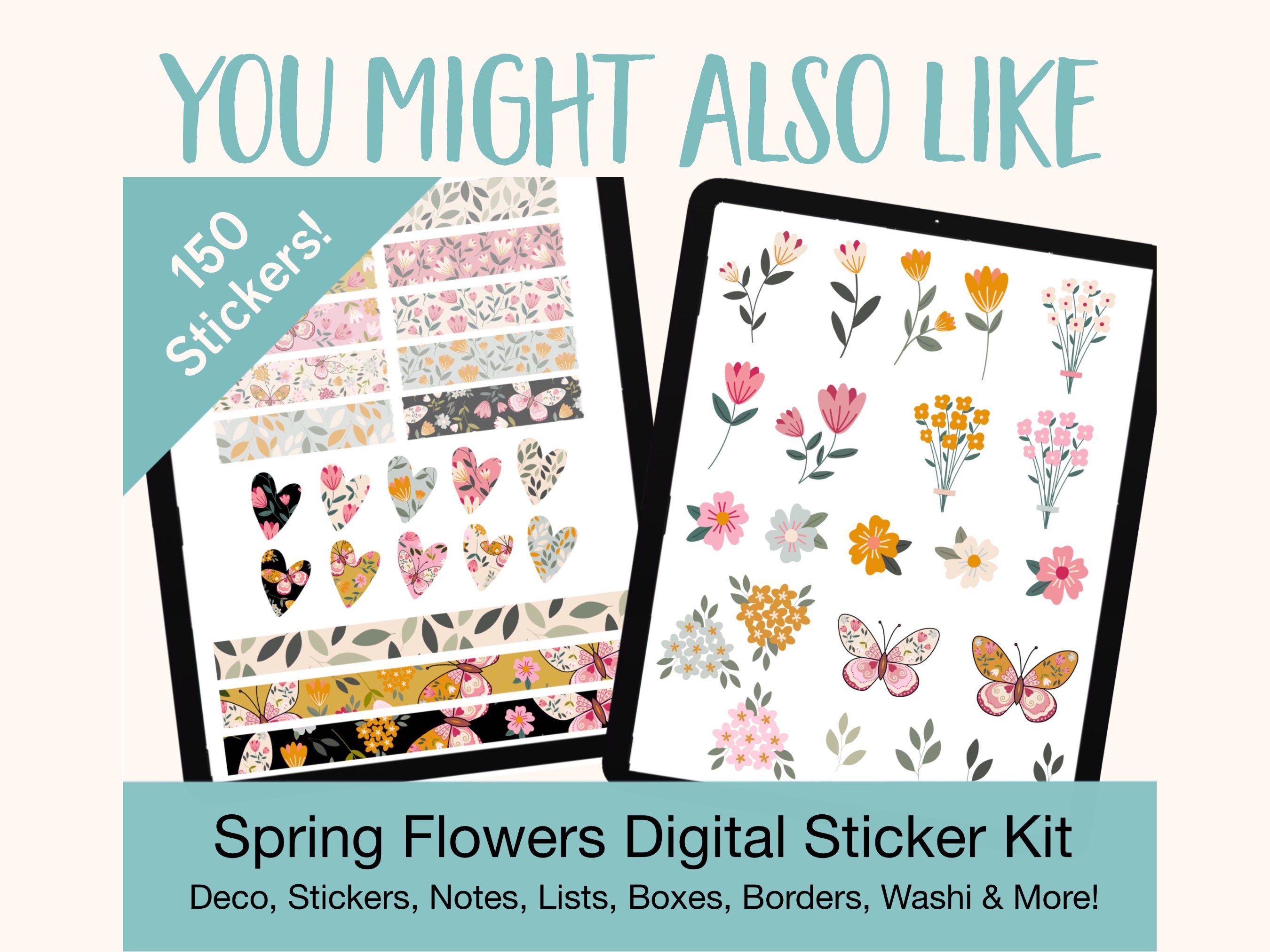 Goodnotes Covers Spring Flowers Theme Digital Notebook | Etsy