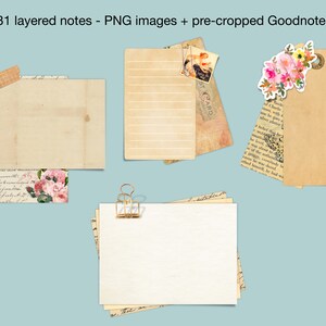 Digital Layered Notes Journal Decor - 31 Realistic Notes With Vintage ...