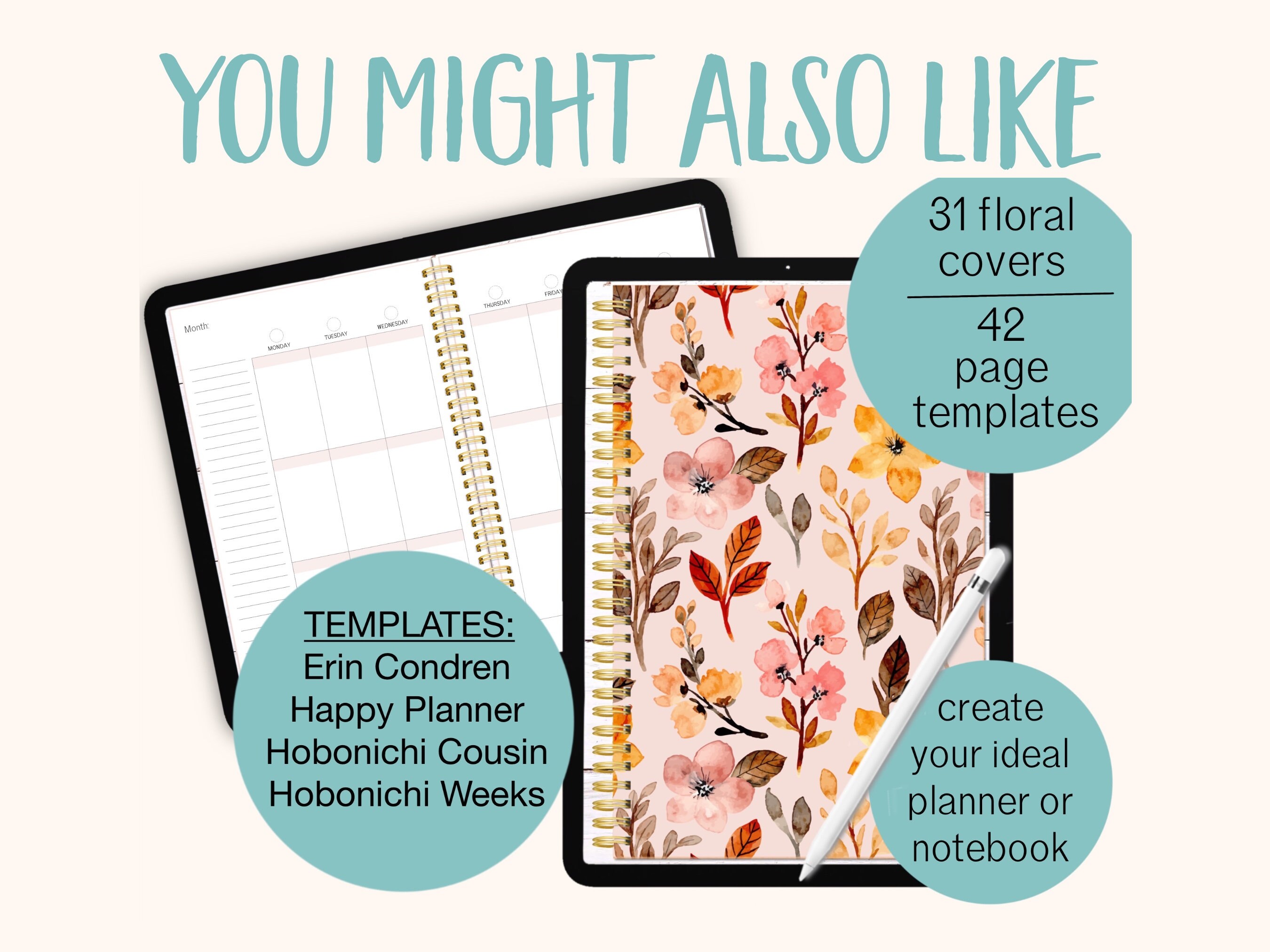 Goodnotes Covers Spring Flowers Theme Digital Notebook | Etsy