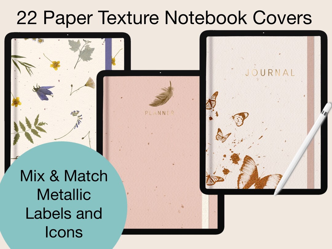 Goodnotes Covers - 22 Realistic Paper Texture Digital Notebook Covers ...