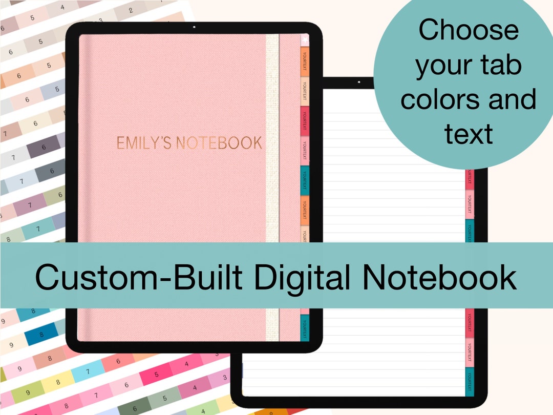 Custom-built Digital Notebook 10 Subjects Choose Tab Text and Colors ...