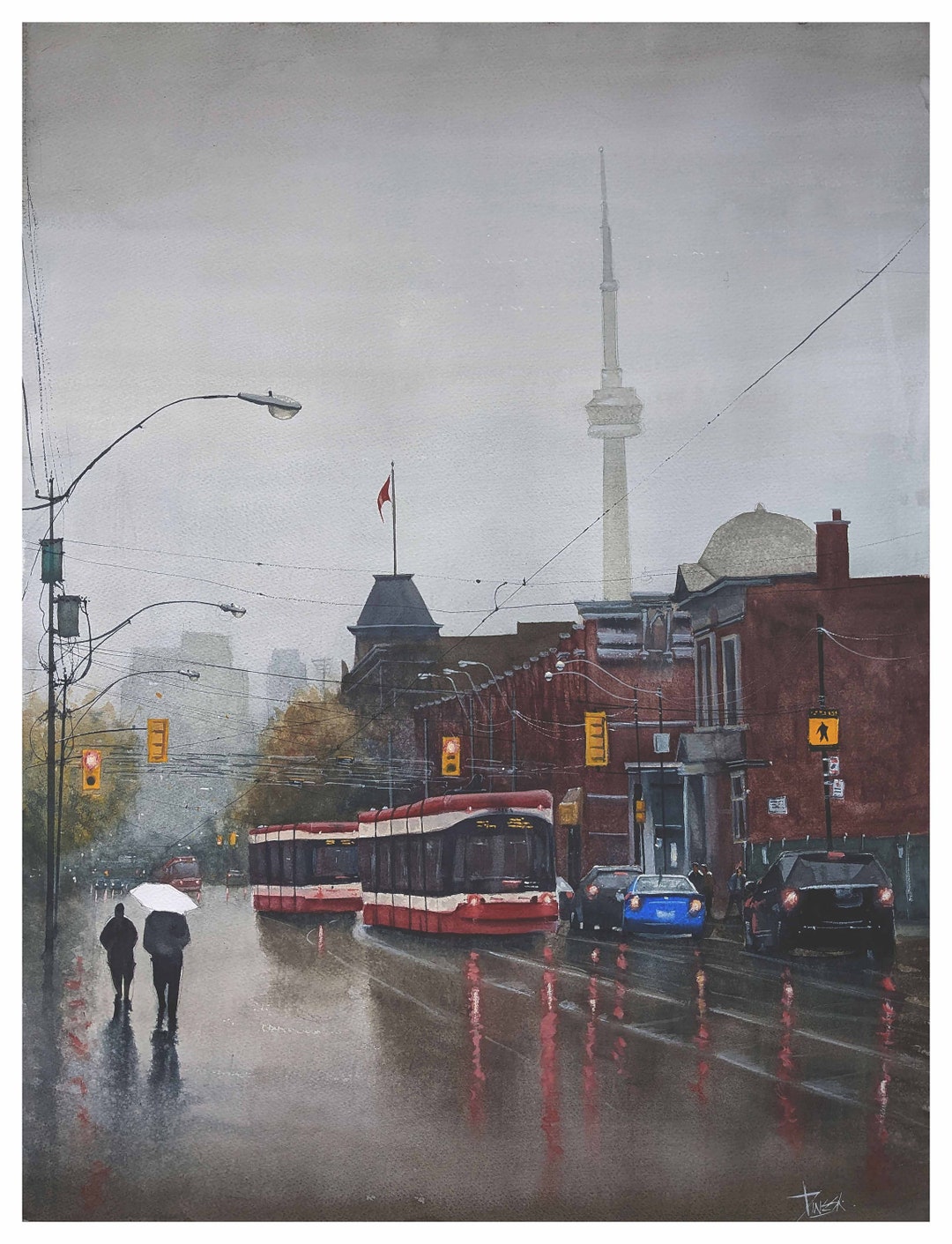 Toronto Rainy Painting // Fine Art Print of Painting by Toronto Artist ...