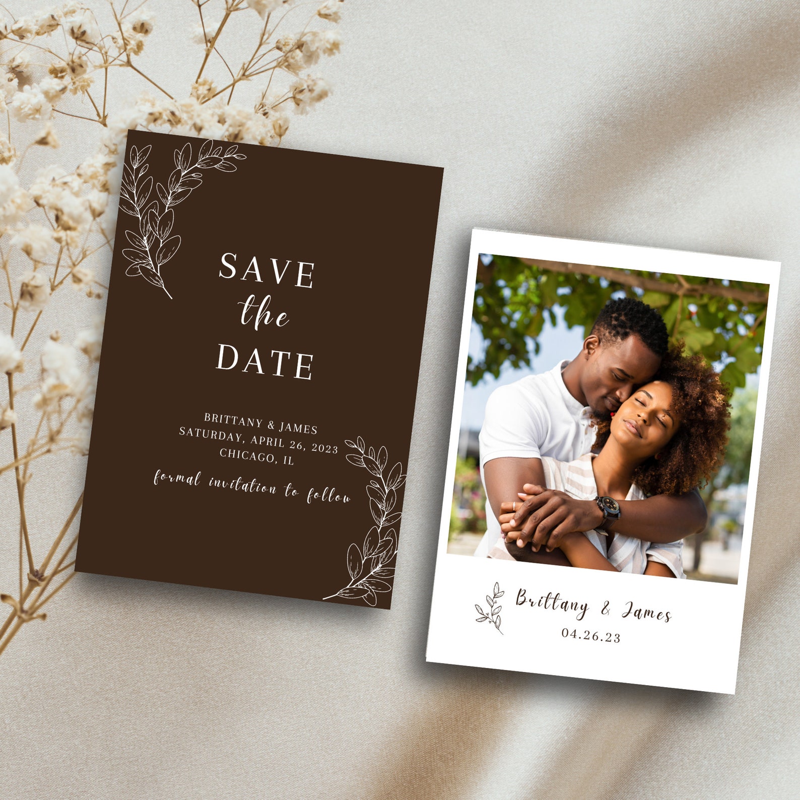 Brown Save the Date Template Minimalist Modern Photo Wedding Save the ...
