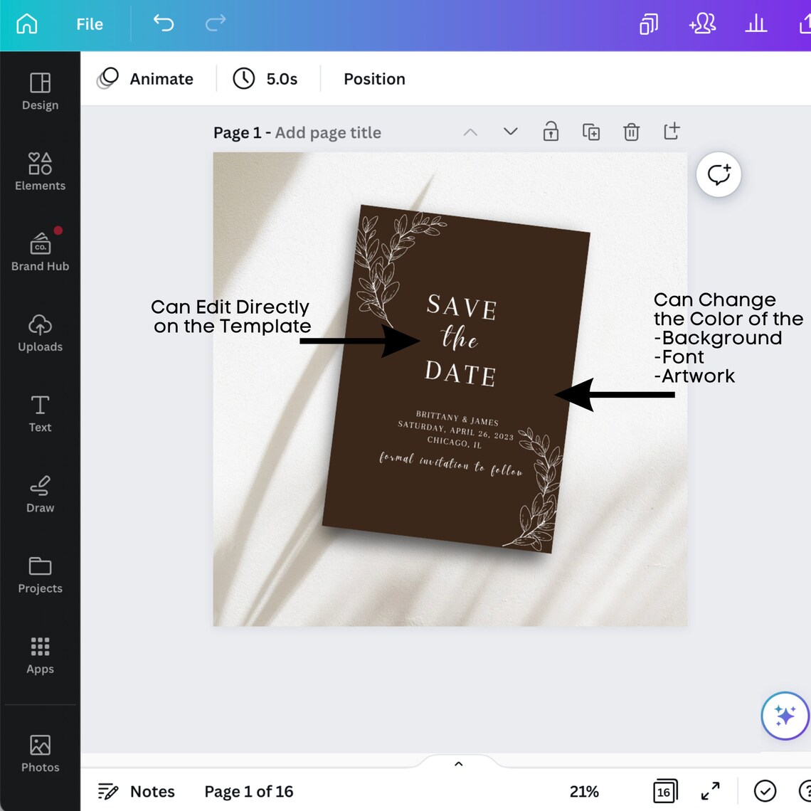 Brown Save the Date Template Minimalist Modern Photo Wedding Save the ...