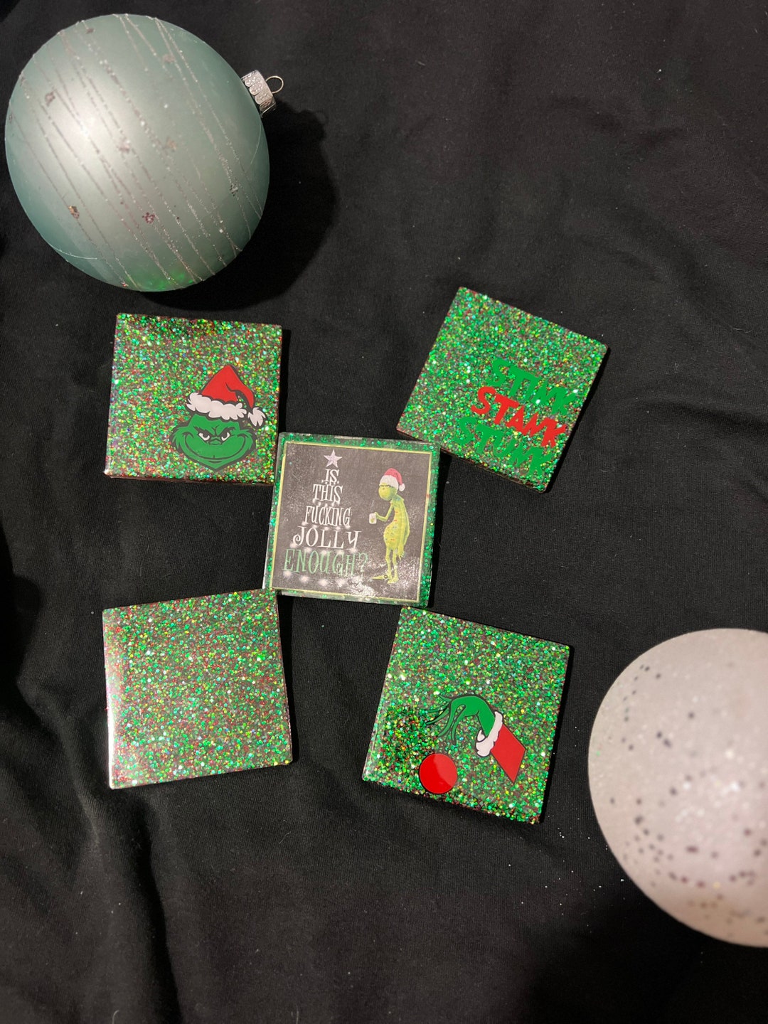 Grinch Coasters / Grinch /coaster Set - Etsy