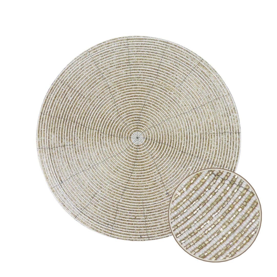 Glass Beed Heirloom Placemat, Handmade Dining Tablemat in Gold and ...