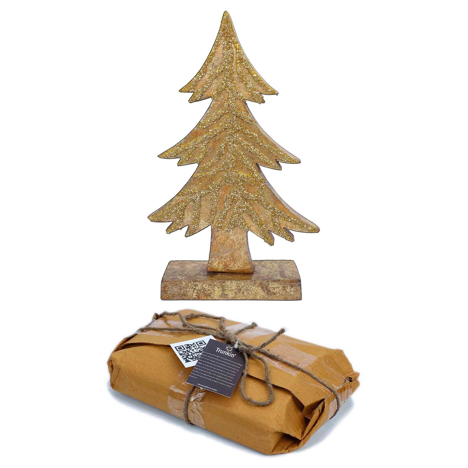 Tannenbaum Tree Table Decor Gold Sculpture Wooden Table - Etsy