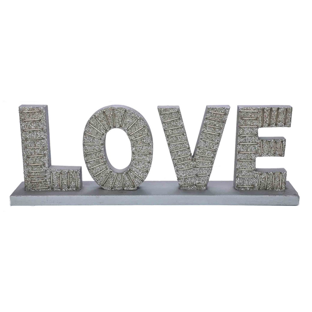 Sculpture LOVE Table Decor Sweet Talk Wood Table Decor Silver Love ...