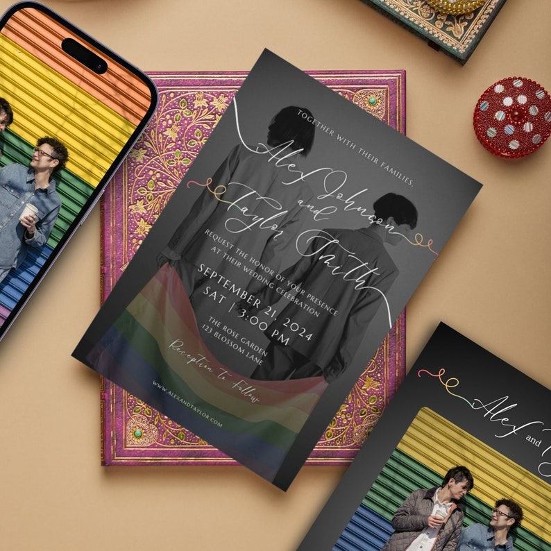 Customized LGBTQ Wedding Invitation Templates Electronic and Printable ...