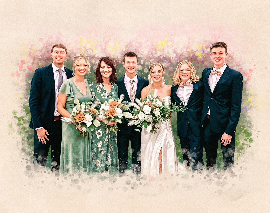 Personalized Family Portait Painting From Combined Photos , Family ...