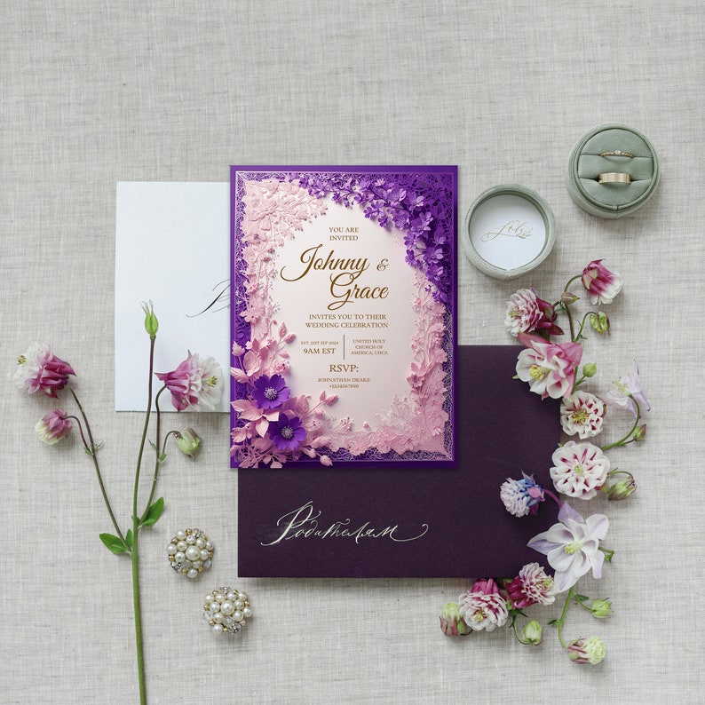DIY Floral Wedding Invitation Digital Template Ellegant Formal Invite ...