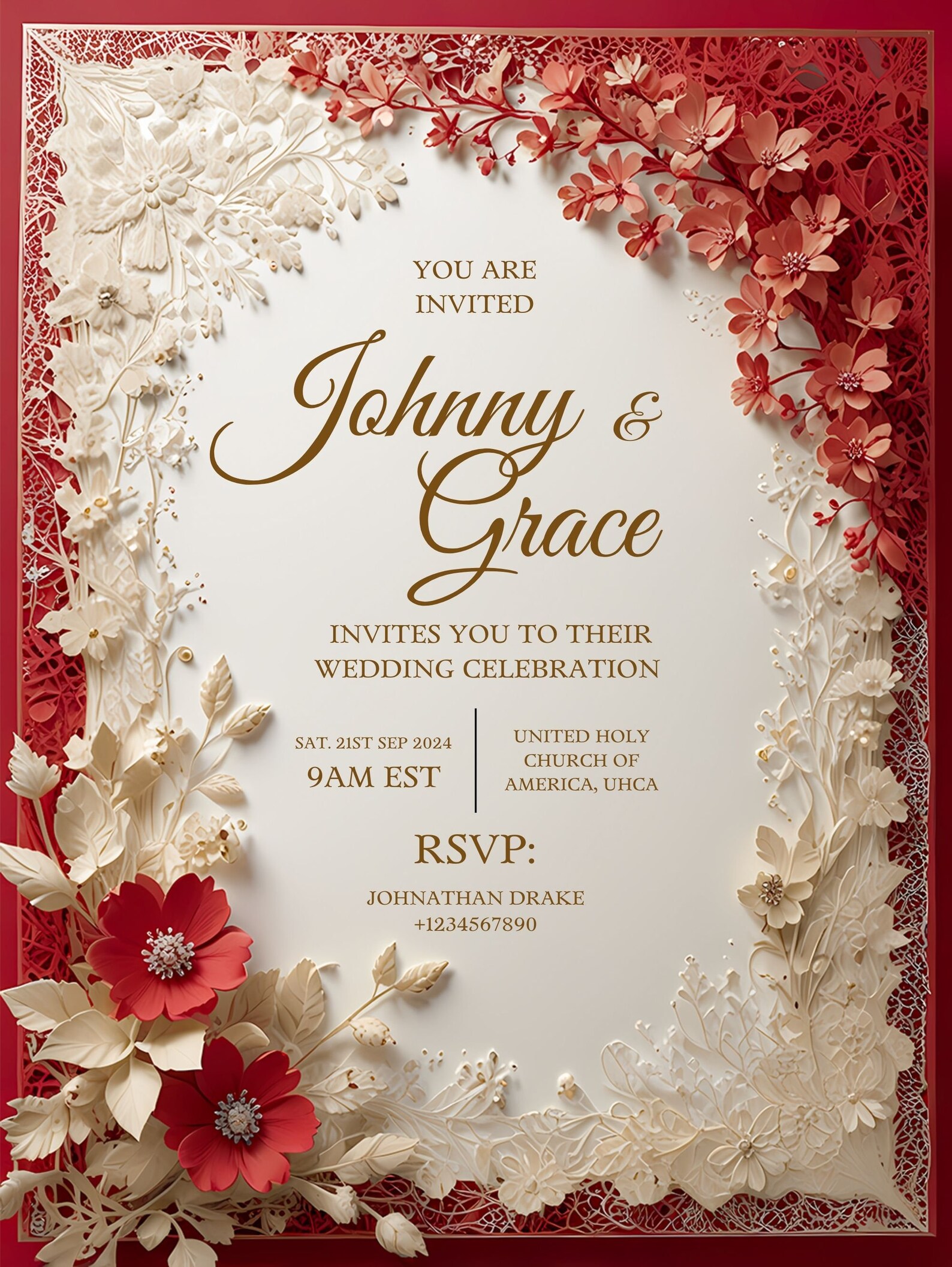 DIY Floral Wedding Invitation Digital Template Ellegant Formal Invite ...