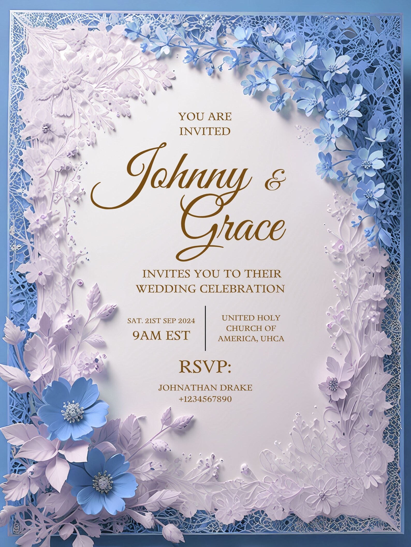 DIY Floral Wedding Invitation Digital Template Ellegant Formal Invite ...