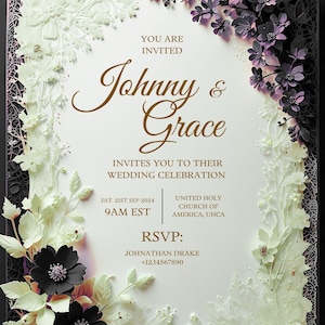 DIY Floral Wedding Invitation Digital Template Ellegant Formal Invite ...