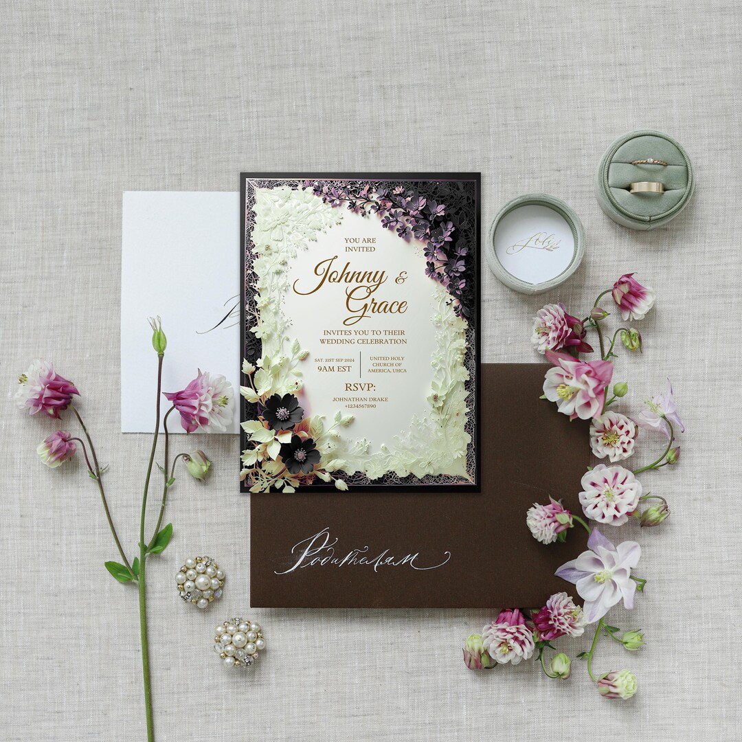 DIY Floral Wedding Invitation Digital Template Ellegant Formal Invite ...