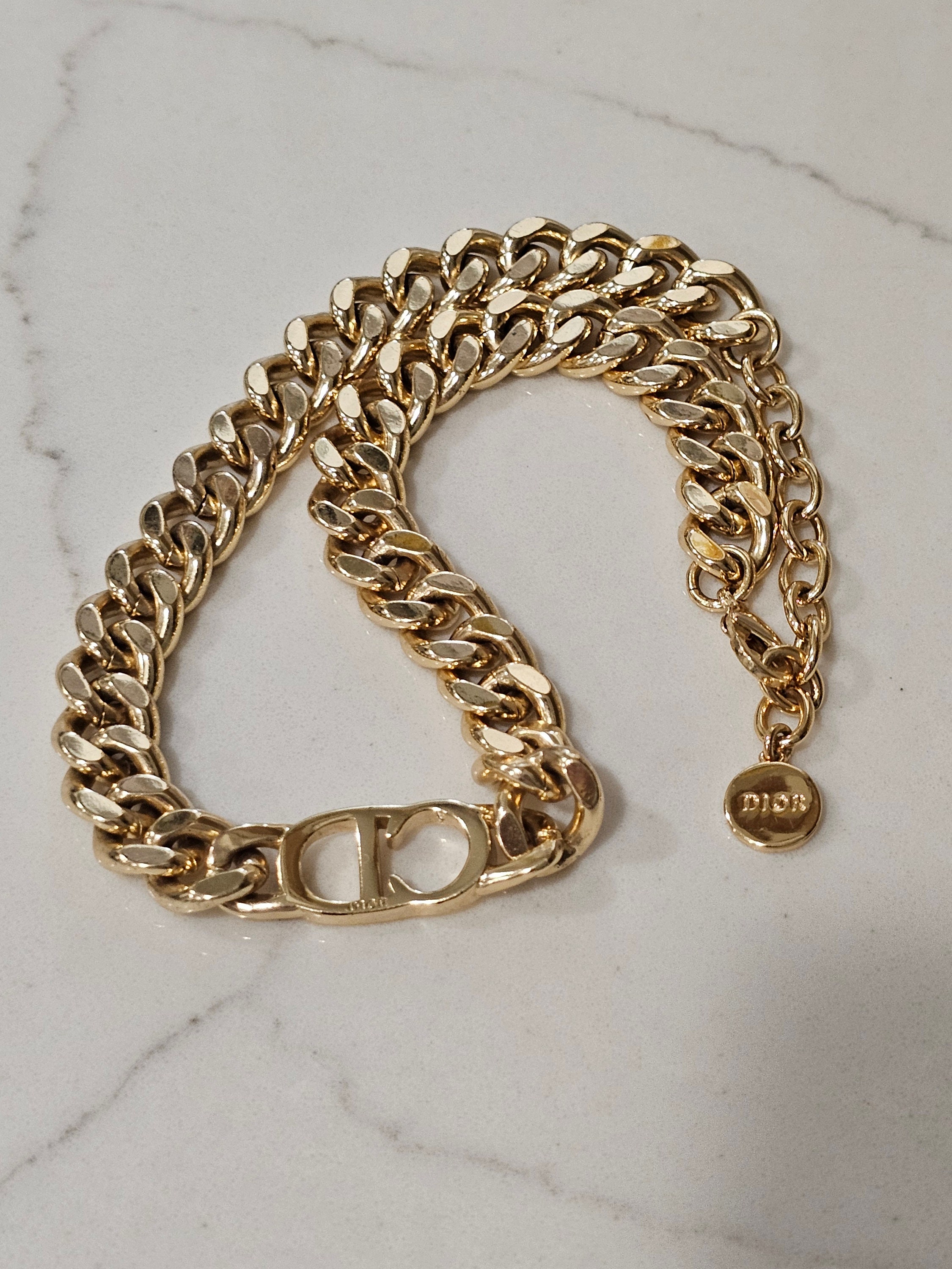 Christian Dior Vintage Necklace Danseuse Etoile Gold CD Logotype Chain Authentic Christian Dior Gold Tone CD Petit Choker Etsy Italia