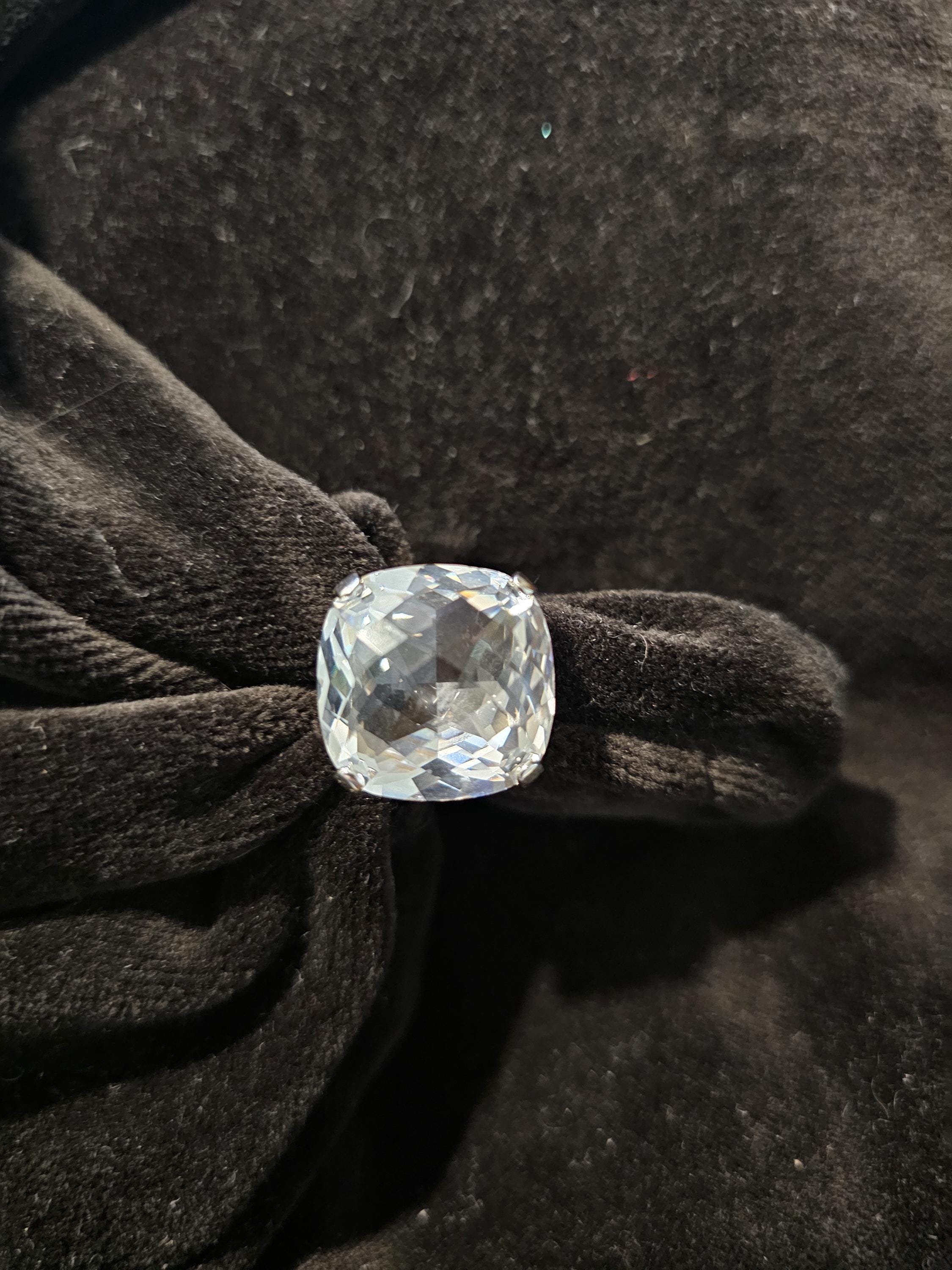 Swarovski Vintage Signed Large Faceted Crystal Ring Swarovski Crystal Ring Size 6.75 Etsy