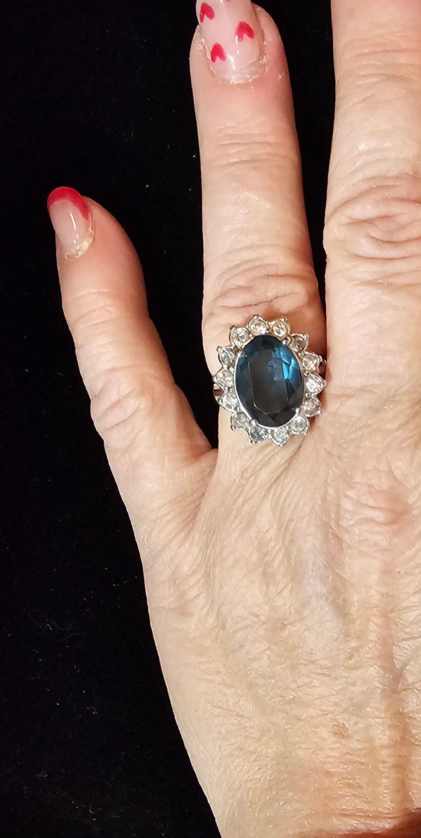 Vintage 1960s Princess Diana Sapphire Ring & Matching Earrings * Very ...