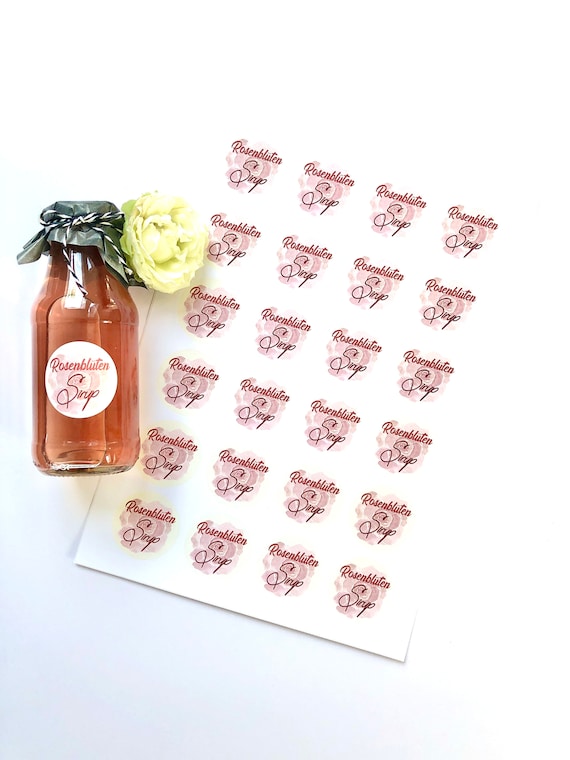 24 Stickers Rose Petal Syrup Labels - Etsy