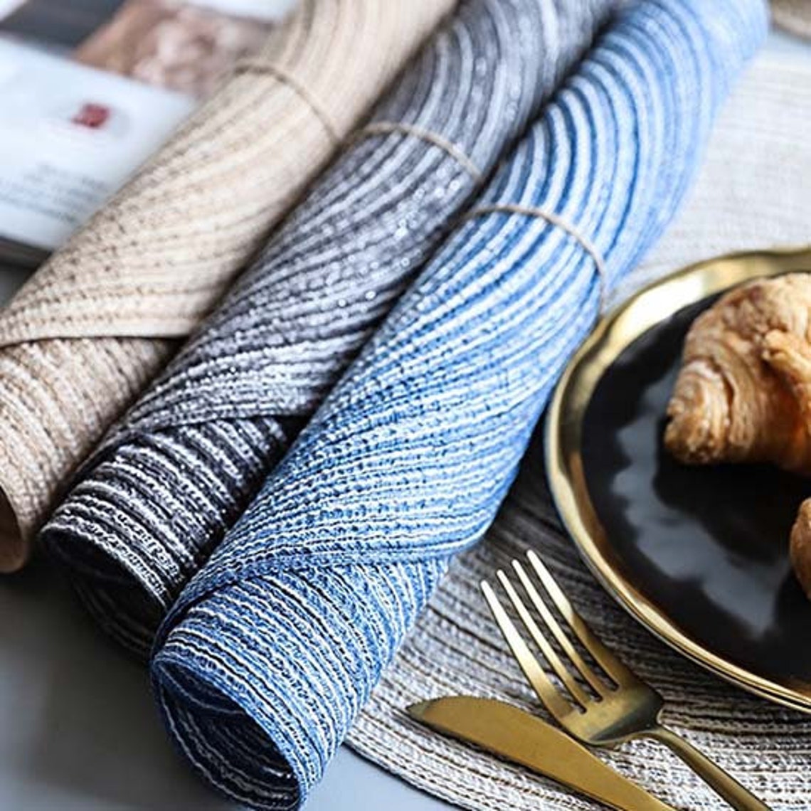 Minimalist Living Round Linen Table Tea Placemat Insulation - Etsy