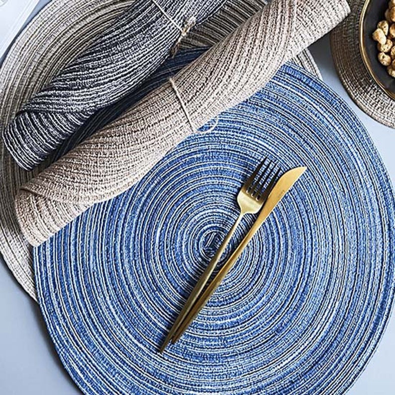Minimalist Living Round Linen Table Tea Placemat Insulation Pad Non ...