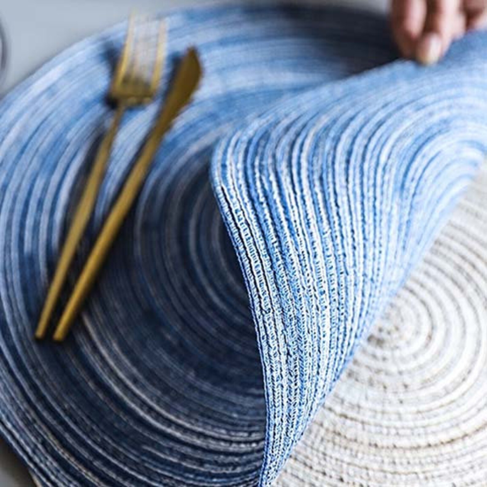 Minimalist Living Round Linen Table Tea Placemat Insulation Pad Non ...