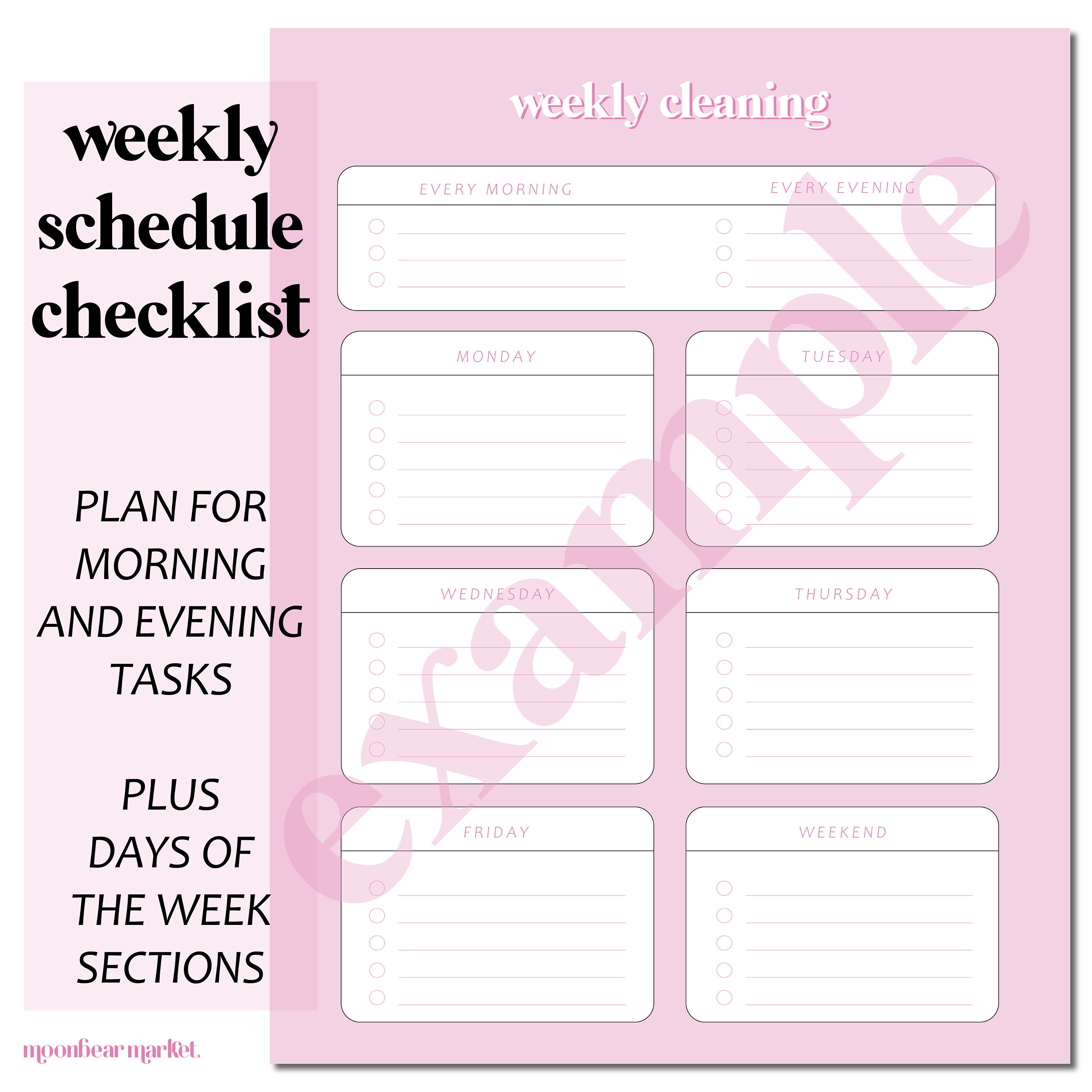 Pink Keep It Clean Cleaning Checklist Digital Bundle | Printable Letter ...