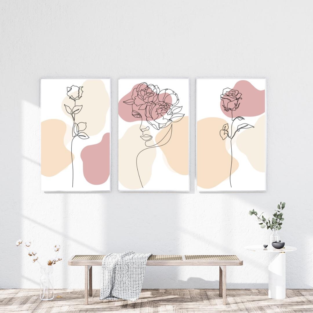 Elegance in Lines: Fine Line Abstract Art Trio (set of 3) - Etsy