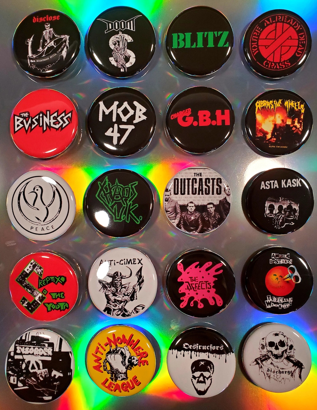 Punk Rock 1.25" Pinback Buttons - Etsy