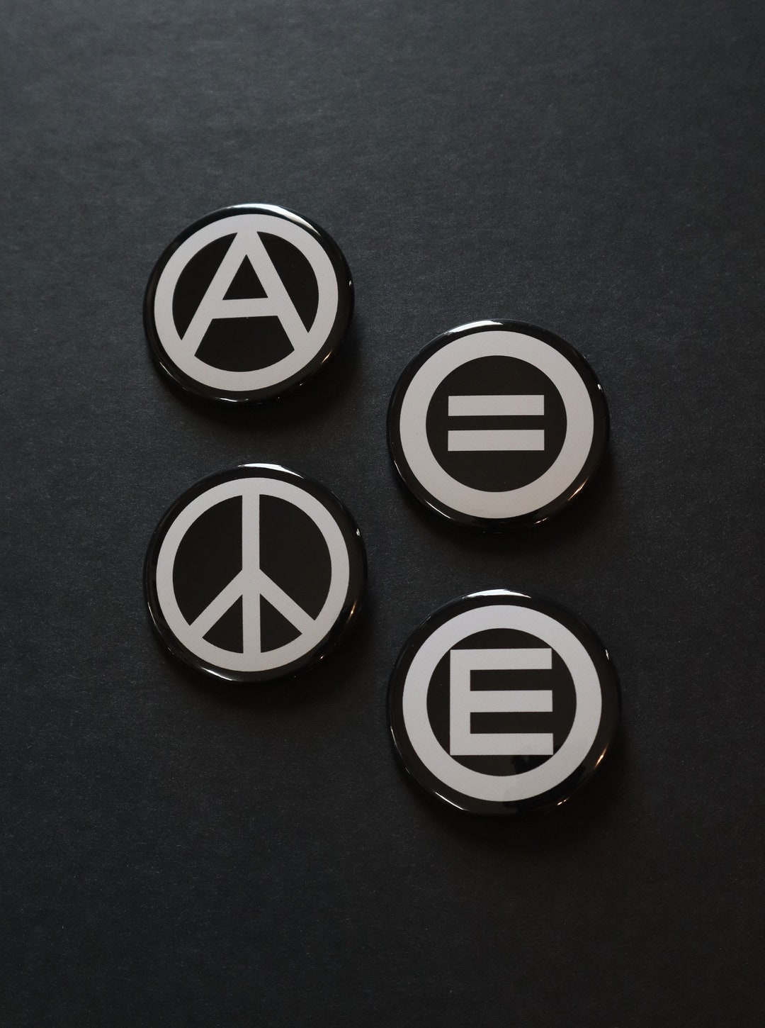 Peace, Equality, (A), (E) Symbols Pinback Buttons - Etsy