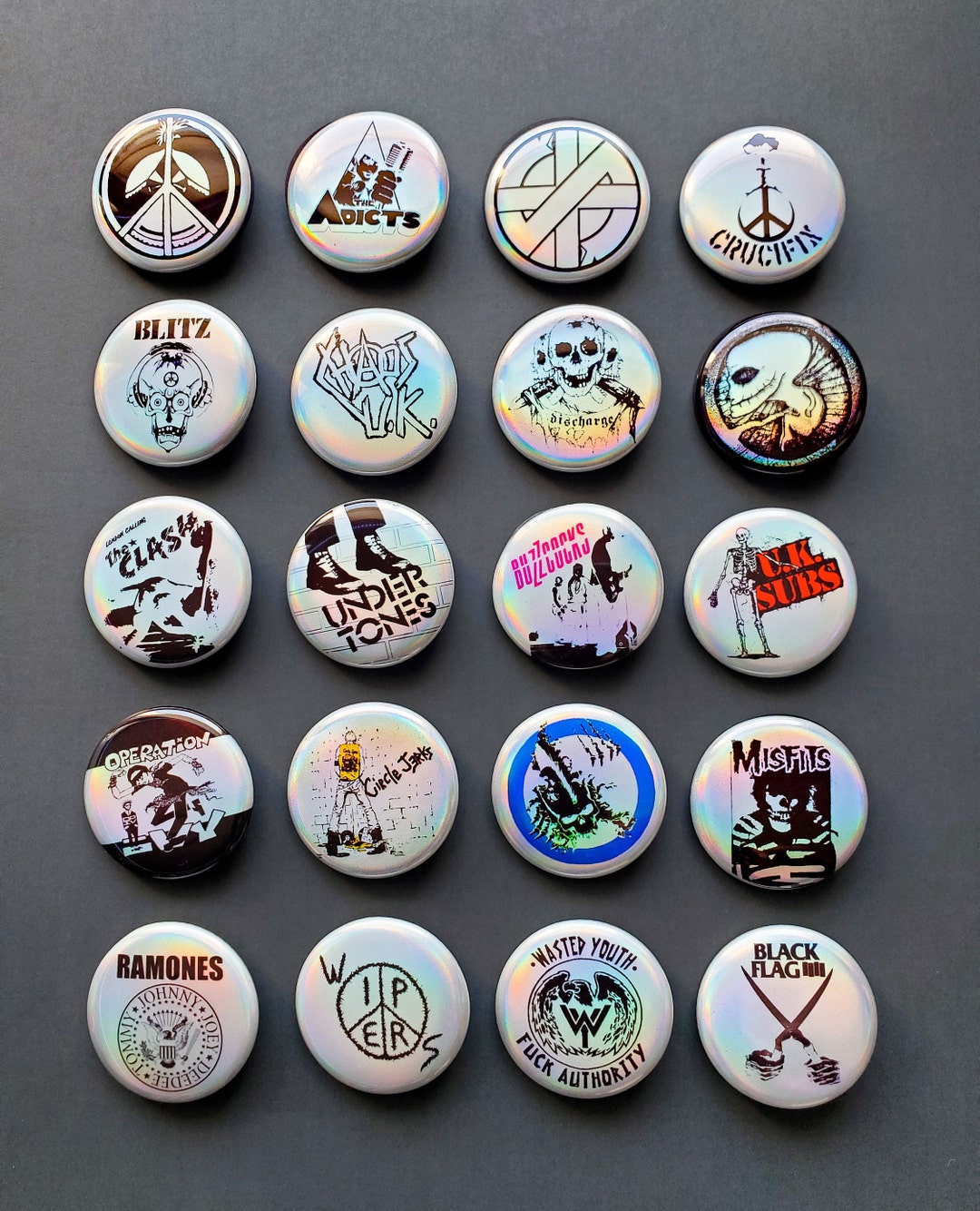 Holographic Punk Rock 1.25" Pinback Buttons - Etsy