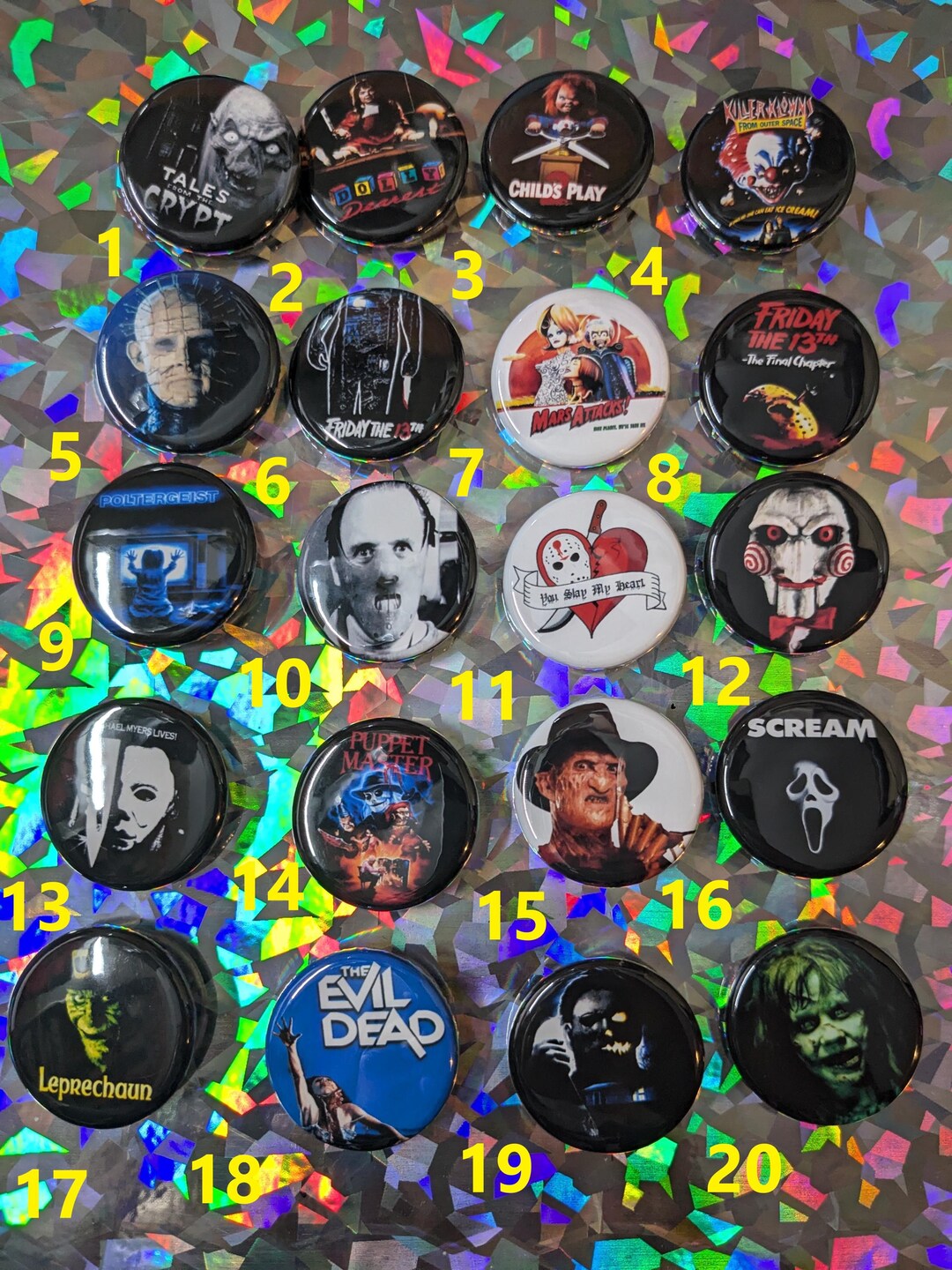 Horror Halloween Pins 1.25" Pinback Buttons - Etsy