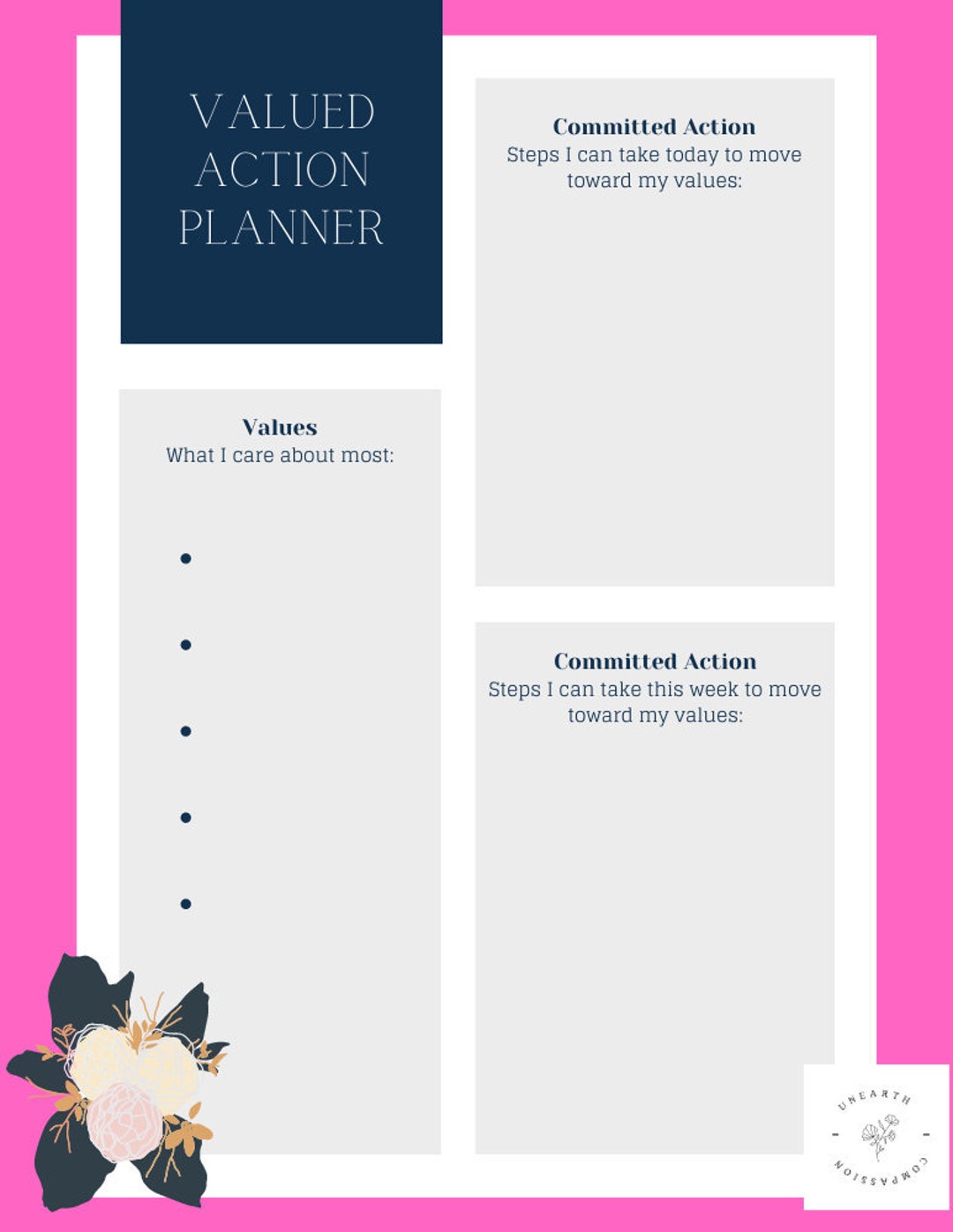 Valued Action Weekly Planner Sheet - Etsy