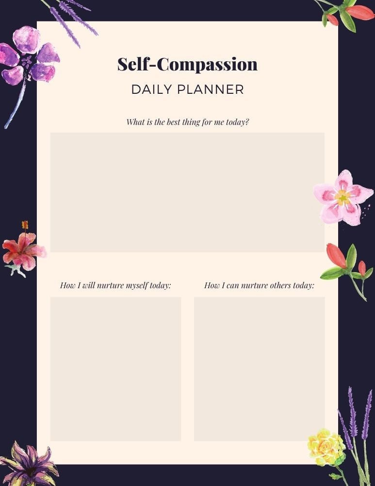 Self-compassion Daily Planner Sheet - Etsy